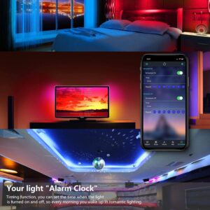 Gopretty 32.8ft Watetproof LED Strip Lights with App Control, Music Sync SMD 5050 300 LEDs Color Changing with Remote+ Alexa + Google Assistant + IFTTT