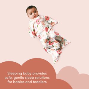 SleepingBaby Zipadee-Zip Transition Swaddle - Cozy Baby Swaddling Blanket with Zipper Convenience - Roomy Baby Wearable Blanket for Easy Diaper Changes - Pretty Poppy, Small (4-8 Month)