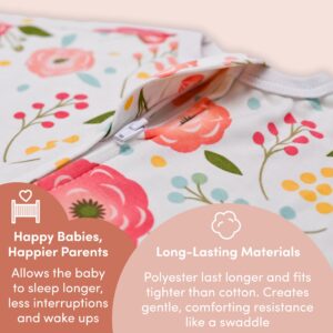 SleepingBaby Zipadee-Zip Transition Swaddle - Cozy Baby Swaddling Blanket with Zipper Convenience - Roomy Baby Wearable Blanket for Easy Diaper Changes - Pretty Poppy, Small (4-8 Month)