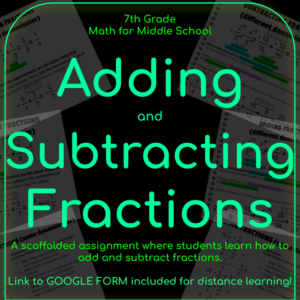 adding and subtracting fractions with google form for distance learning