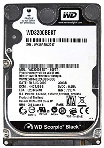 Western Digital WD3200BEKT 320.0GB 7.2K SATA 2.5 3GBPs Hard Drive