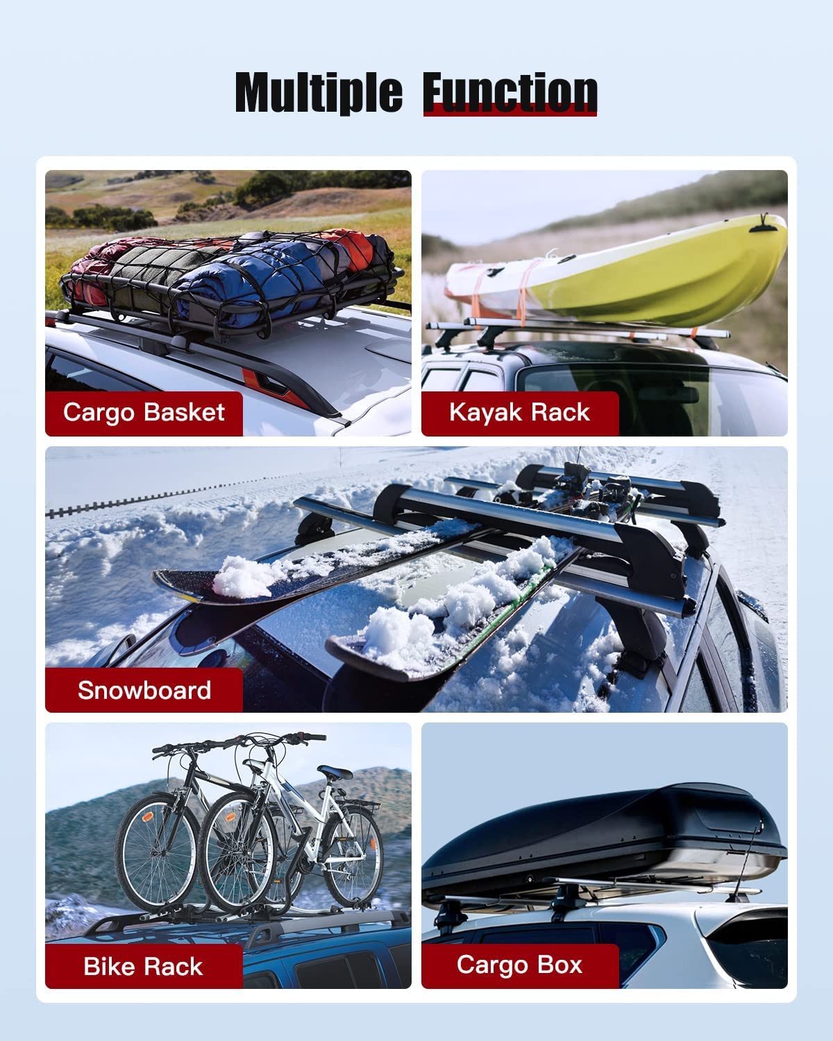 cciyu Bike Roof Carrier Fits Most Size Crossbar Aluminum Car Rooftop Bike Carrier Bicycle Racks with Lock