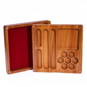 UDIXI 2 in 1 DND Dice Tray, Wooden Dice Box with Magnetic Lid & D&D Dice Holder Case, Dice Tray Combined into One for DND, D&D, RPG, Tabletop Games | Holds 6 Sets of Polyhedral Dice（Sapele Wood）