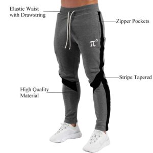 PIDOGYM Men's Track Pants,Slim Fit Athletic Sweatpants Joggers with Zipper Pockets Dark Grey