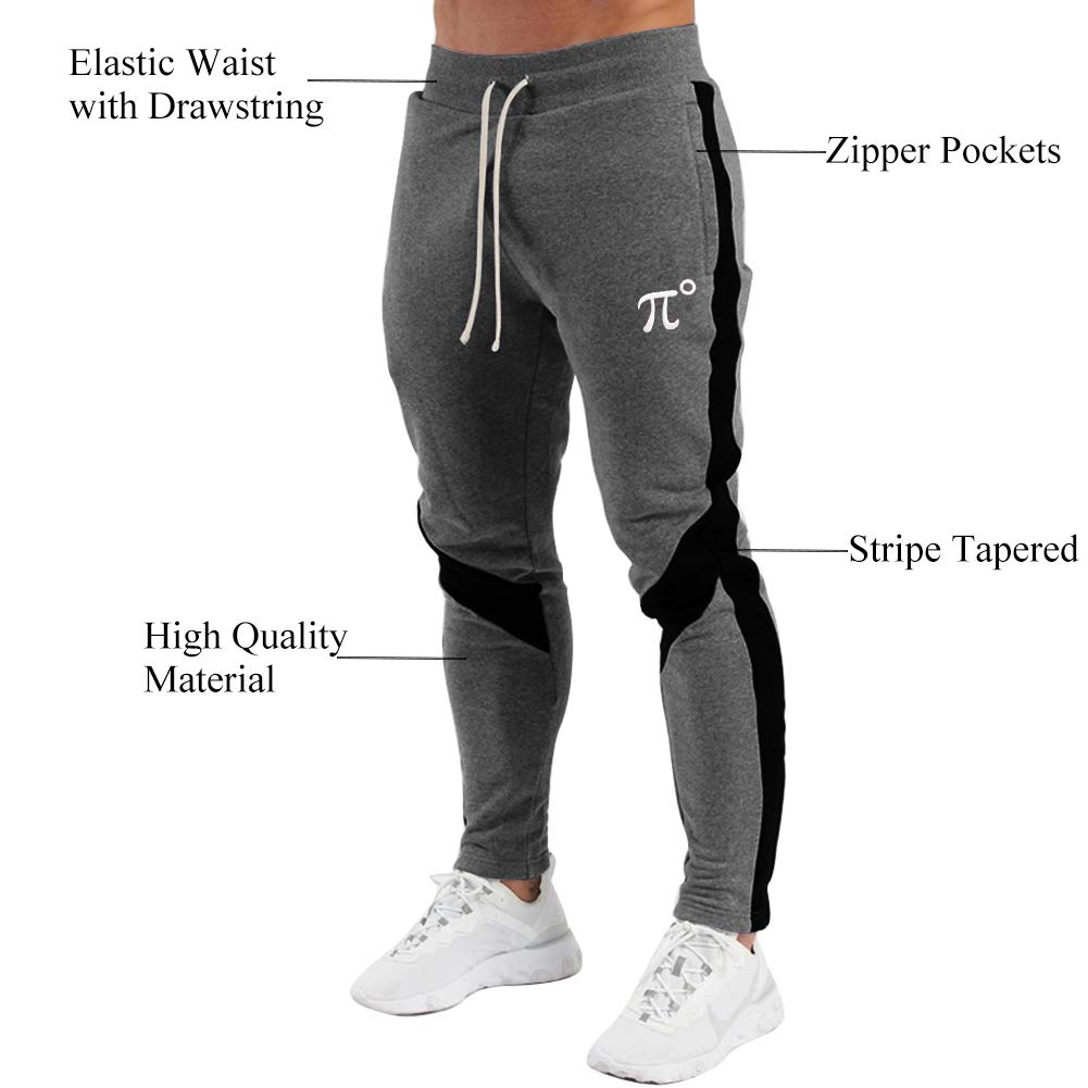 PIDOGYM Men's Track Pants,Slim Fit Athletic Sweatpants Joggers with Zipper Pockets Dark Grey