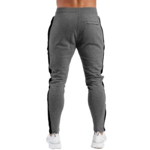 PIDOGYM Men's Track Pants,Slim Fit Athletic Sweatpants Joggers with Zipper Pockets Dark Grey