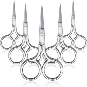 5 pieces small straight tip nose hair scissor for grooming, stainless steel multi-purpose beauty grooming scissors for facial hair removal and hair mustache beard eyebrows ear nose trimming, silver