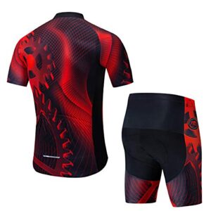 Cycling Jersey Set Men, Summer Biking Jerseys Bike Tops Bicycle Clothing Breathable Quick Dry