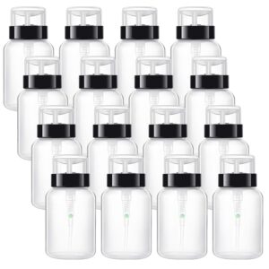 hedume 16 pack push down empty lockable pump dispenser bottle, 6.8oz professional push down liquid pumping empty bottle dispenser for nail polish and makeup remover