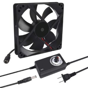 120mm x 25mm 110v 220v ac powered cooling fan with speed controller 3v to 12v, 1225 ac 115v 120v 220v 240v for cooling ventilation exhaust projects, receiver dvr playstation xbox component cooling