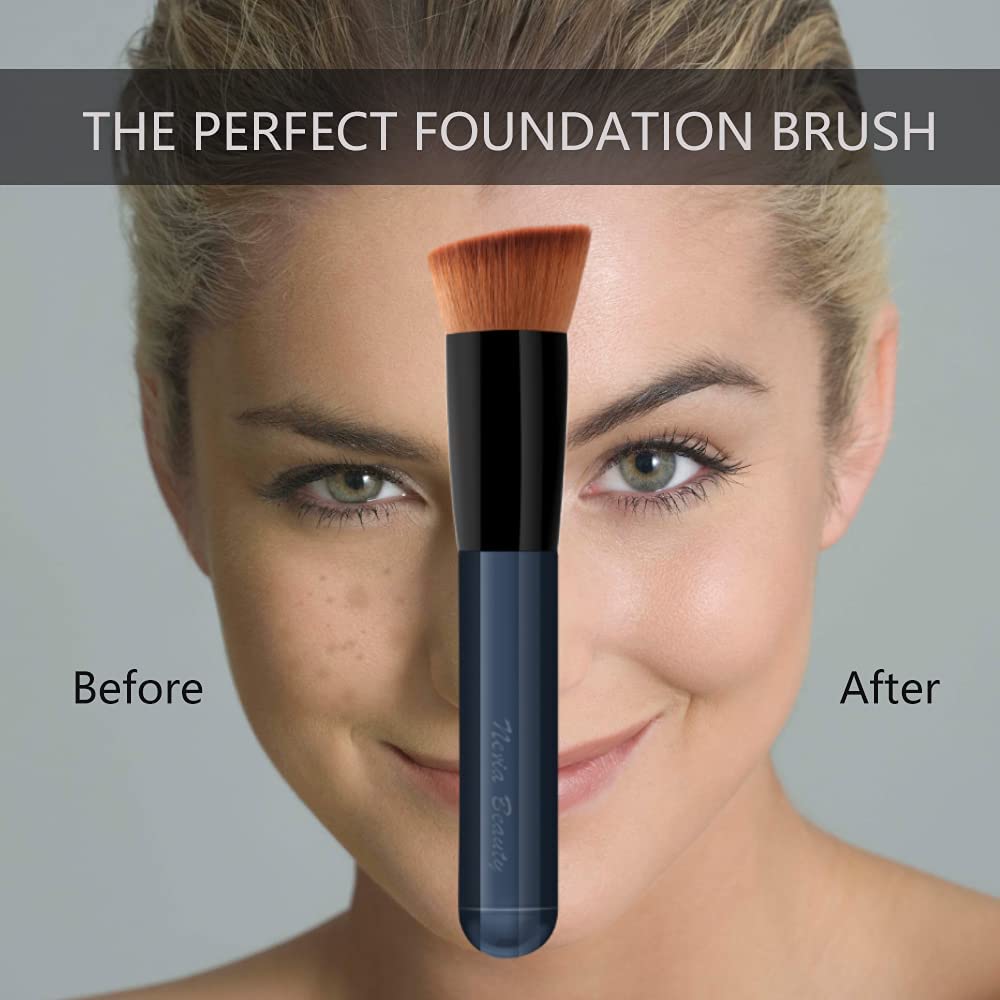 Foundation Brush, Flat Top Kabuki Foundation Brush for Liquid Makeup, Cream, Powder, Travel Size Face Foundation Blending Makeup Brushes (131)