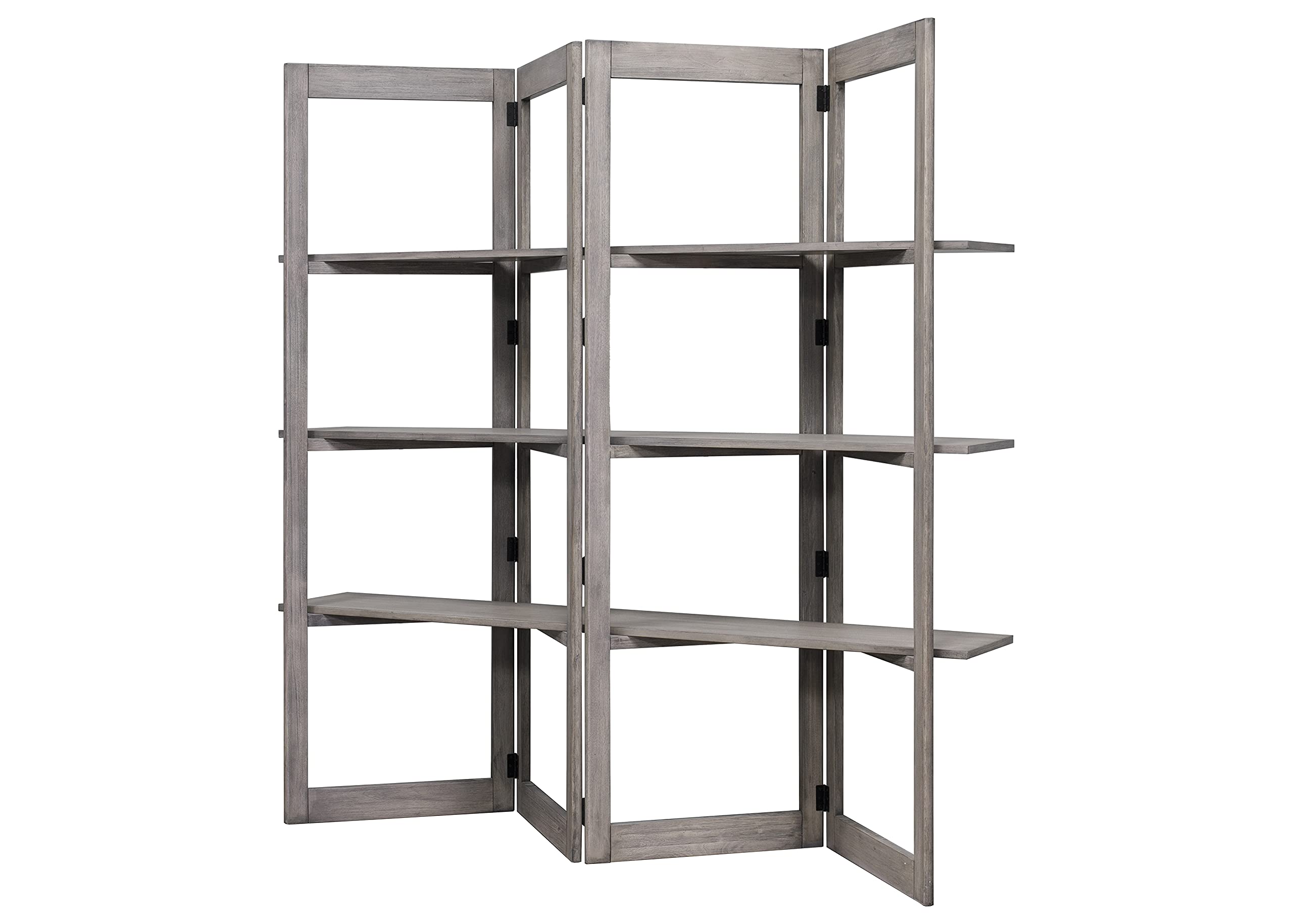 Martin Furniture Woodford Solid Wood Bookcase, Storage Space, Living Room Divider, Book Shelves, Gray