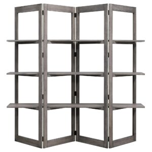 Martin Furniture Woodford Solid Wood Bookcase, Storage Space, Living Room Divider, Book Shelves, Gray