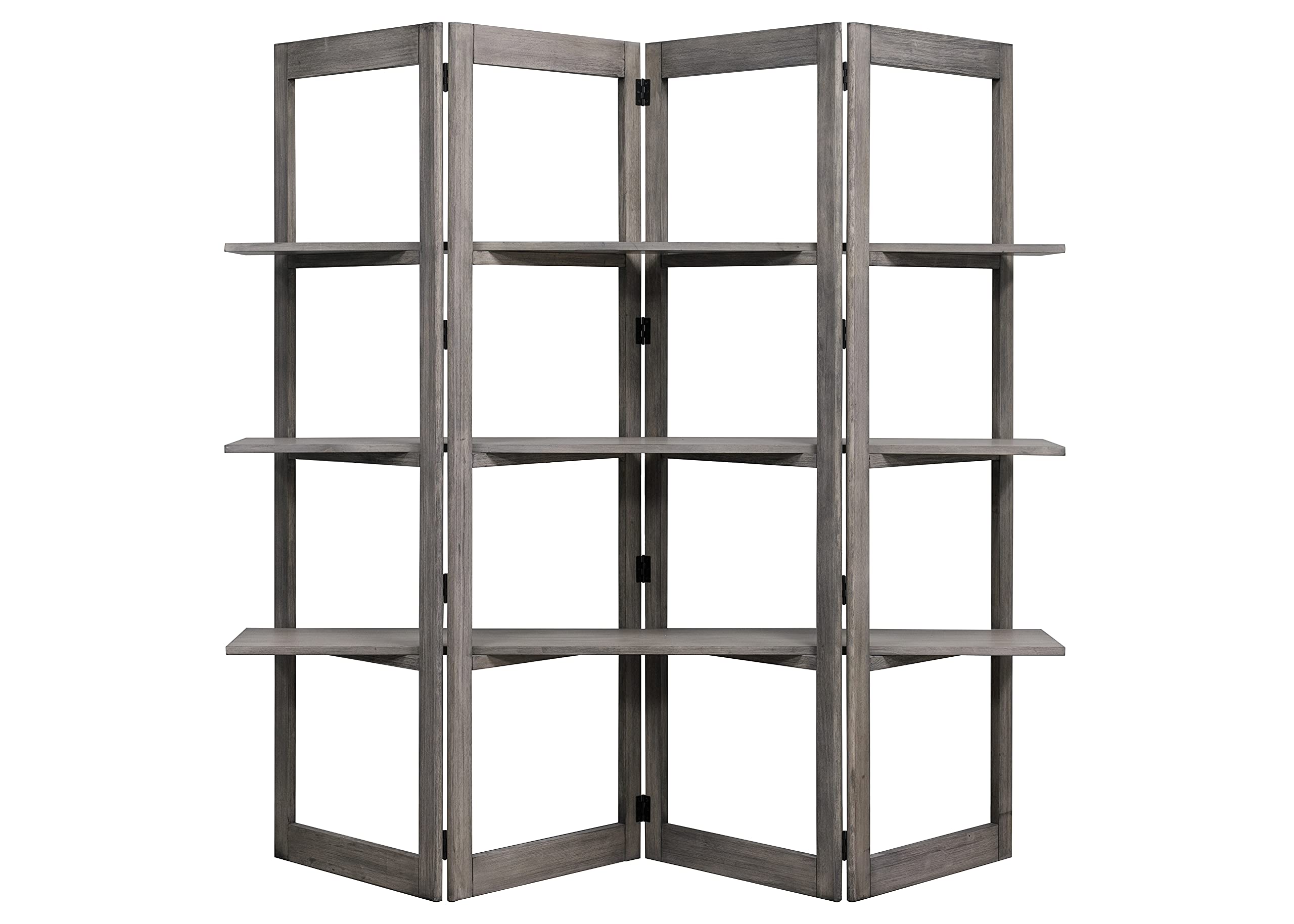 Martin Furniture Woodford Solid Wood Bookcase, Storage Space, Living Room Divider, Book Shelves, Gray