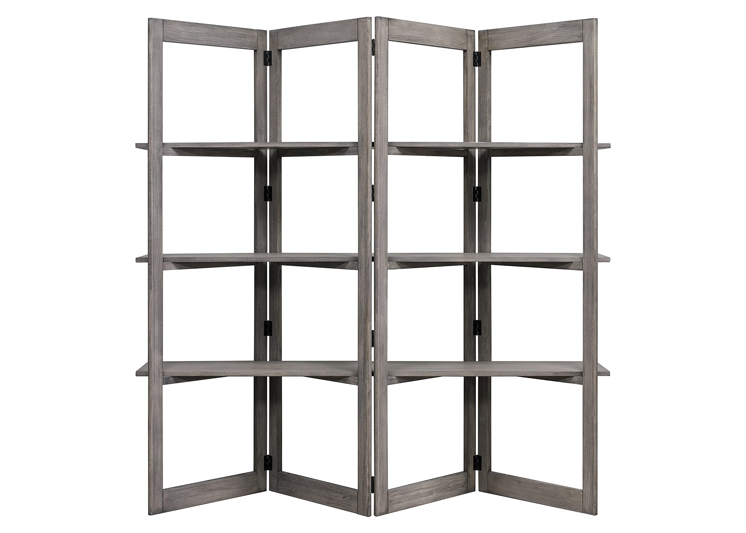 Martin Furniture Woodford Solid Wood Bookcase, Storage Space, Living Room Divider, Book Shelves, Gray