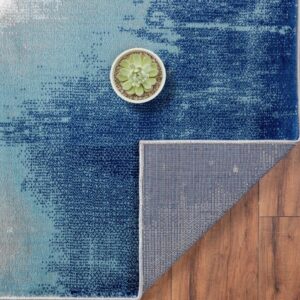 LUXE WEAVERS Victoria Collection Blue 8x10 Modern Distressed Abstract Polypropylene Area Rug