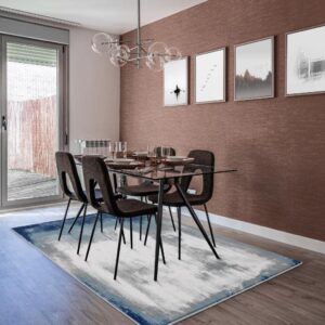 LUXE WEAVERS Victoria Collection Blue 8x10 Modern Distressed Abstract Polypropylene Area Rug