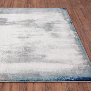 LUXE WEAVERS Victoria Collection Blue 8x10 Modern Distressed Abstract Polypropylene Area Rug