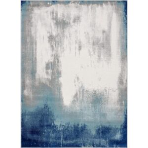 LUXE WEAVERS Victoria Collection Blue 8x10 Modern Distressed Abstract Polypropylene Area Rug