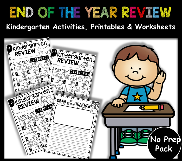 End of The Year Kindergarten Review activities, printables & Worksheets