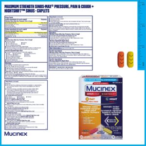 Mucinex Maximum Strength Sinus-Max (Day) Pressure, Pain & Cough & Nightshift (Night) Sinus Caplets, Fast Release, Powerful Multi-Symptom Relief, 40 caplets (24 Day time + 16 Night time) (Pack of 2)