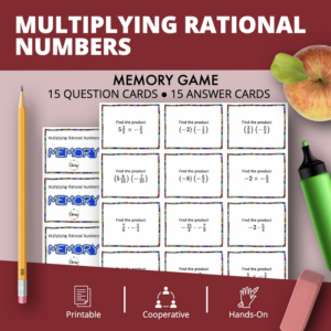 multiplying rational numbers math memory game