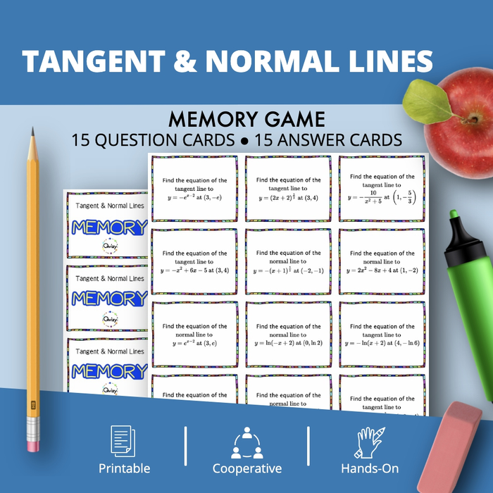 Calculus: Tangent & Normal Lines Math Memory Game