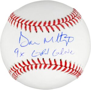 don mattingly new york yankees autographed baseball with "9x gold glove" inscription - autographed baseballs