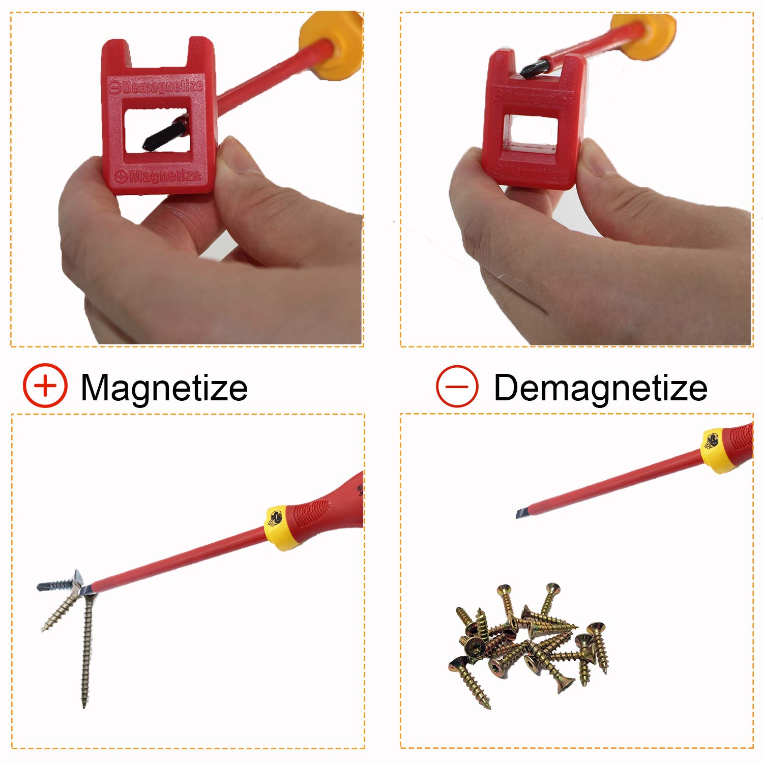 Insulated Screwdriver Set KUNTICA 1000V Insulated Electrician Screwdriver Magnetic 4 Slotted and 3 Phillips Head Tips Screwdriver Non-Slip, 9 Piece