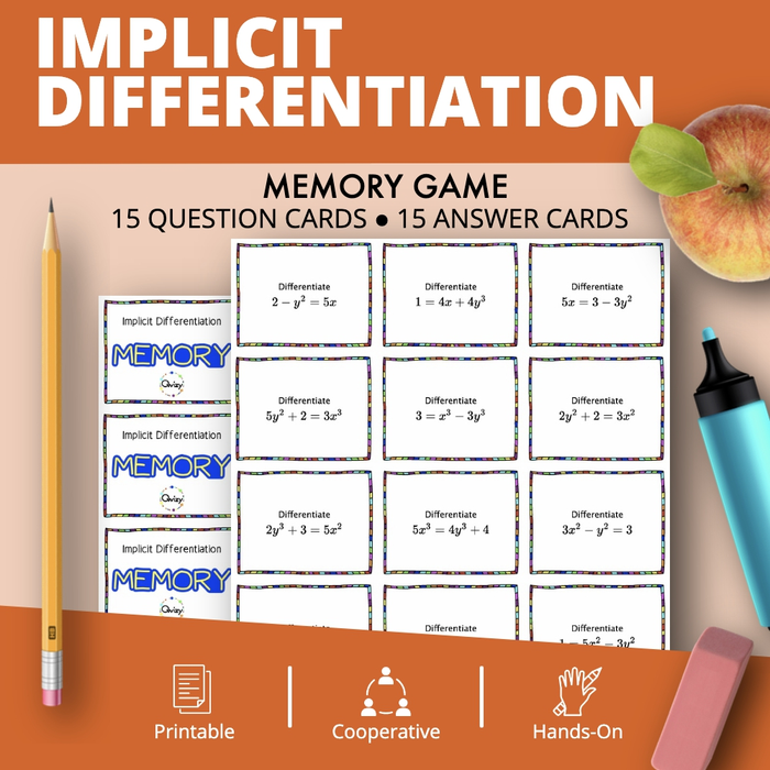 Calculus Derivatives: Implicit Differentiation Math Memory Game