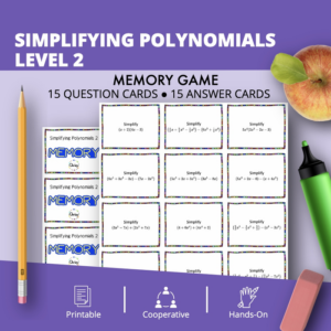 algebra: simplifying polynomials level 2 math memory game