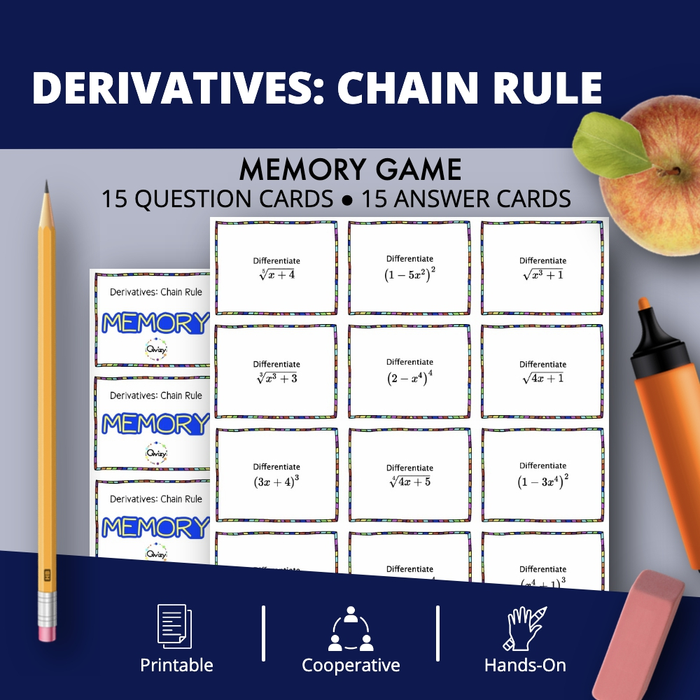 Calculus Derivatives: Chain Rule Math Memory Game