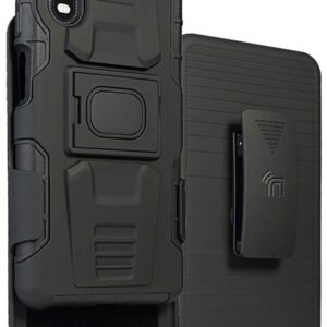 Case and Clip for Galaxy XCover Pro, Nakedcellphone [Black] Rugged Ring Grip Cover with Stand [Built-in Mounting Plate] and [Belt Hip Holster] for Samsung Galaxy XCover Pro Phone (SM-G715)