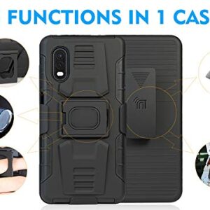 Case and Clip for Galaxy XCover Pro, Nakedcellphone [Black] Rugged Ring Grip Cover with Stand [Built-in Mounting Plate] and [Belt Hip Holster] for Samsung Galaxy XCover Pro Phone (SM-G715)