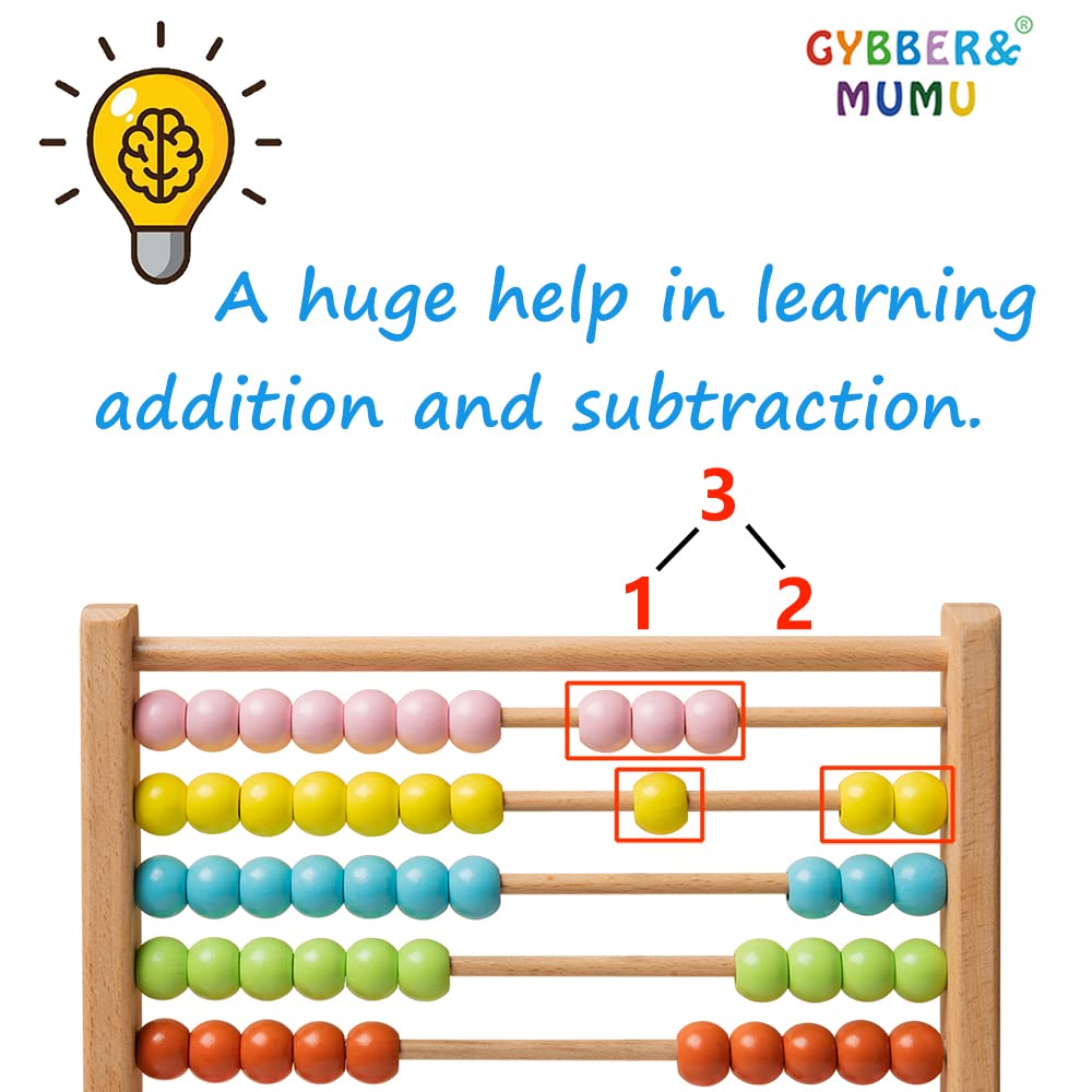 GYBBER&MUMU Wooden Counting Number Maths Learning Abacus Educational Toy, Multicolor