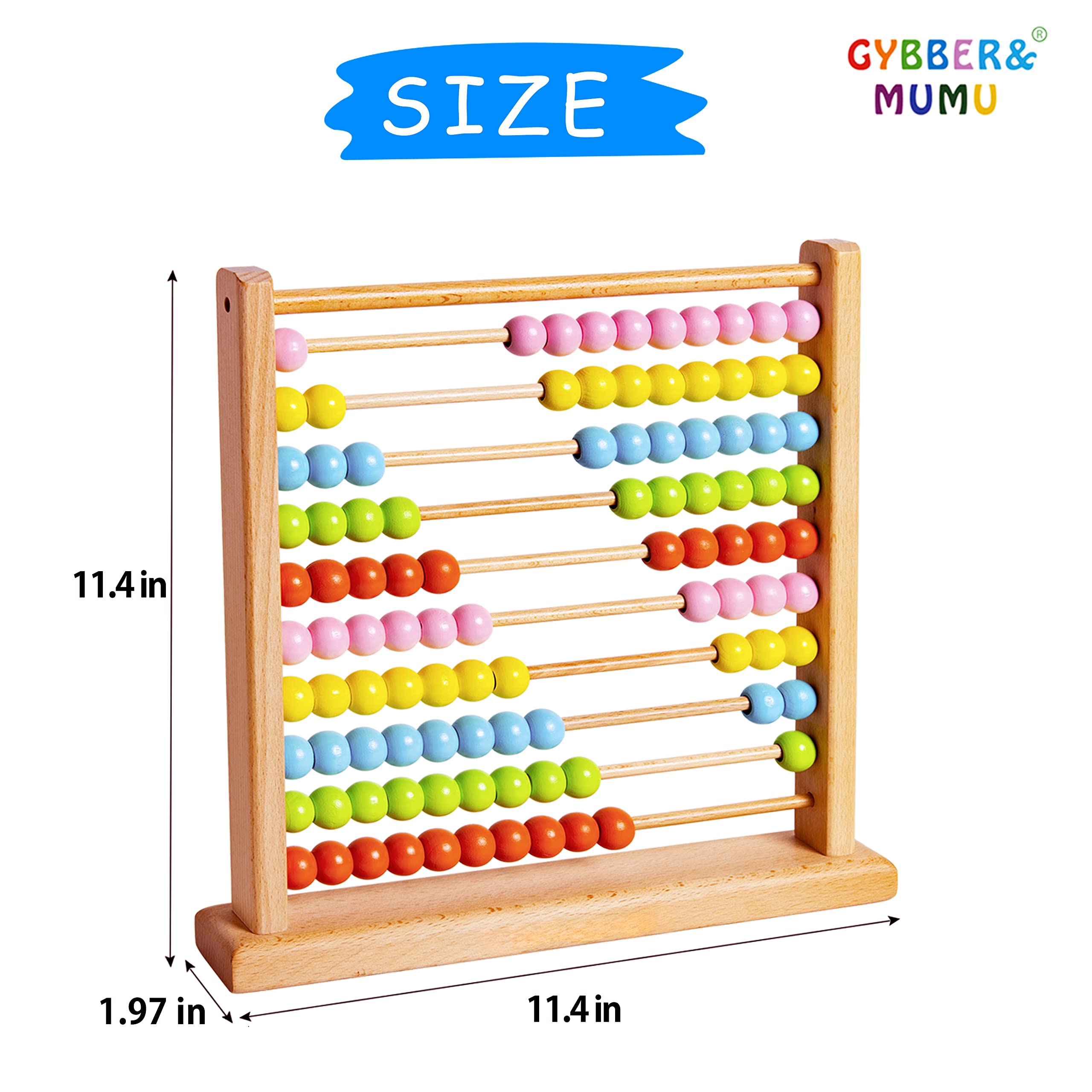 GYBBER&MUMU Wooden Counting Number Maths Learning Abacus Educational Toy, Multicolor