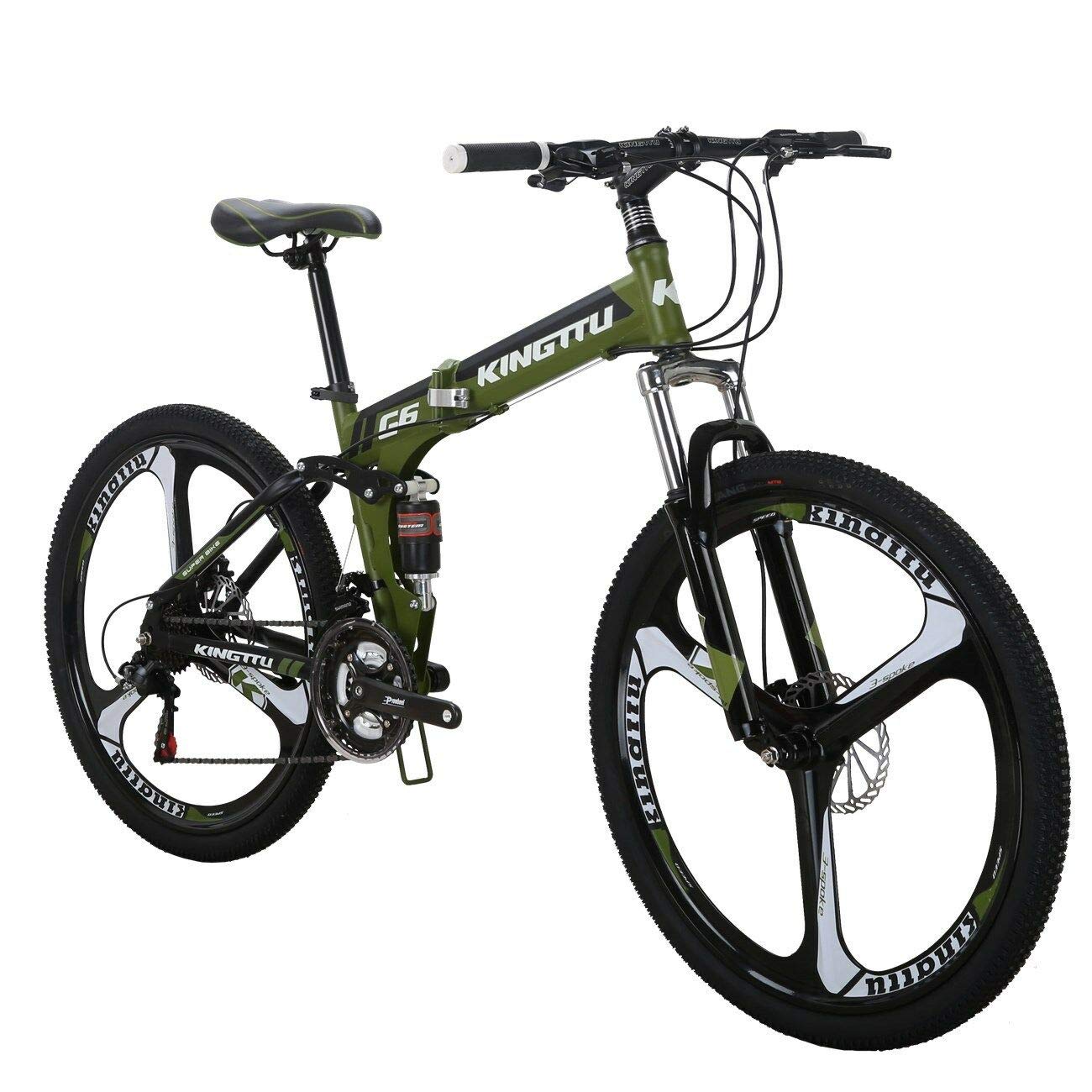 Mountain Bike 26 inch for Adults Men and Women Foldable Off Road Bicycle G6(Green)