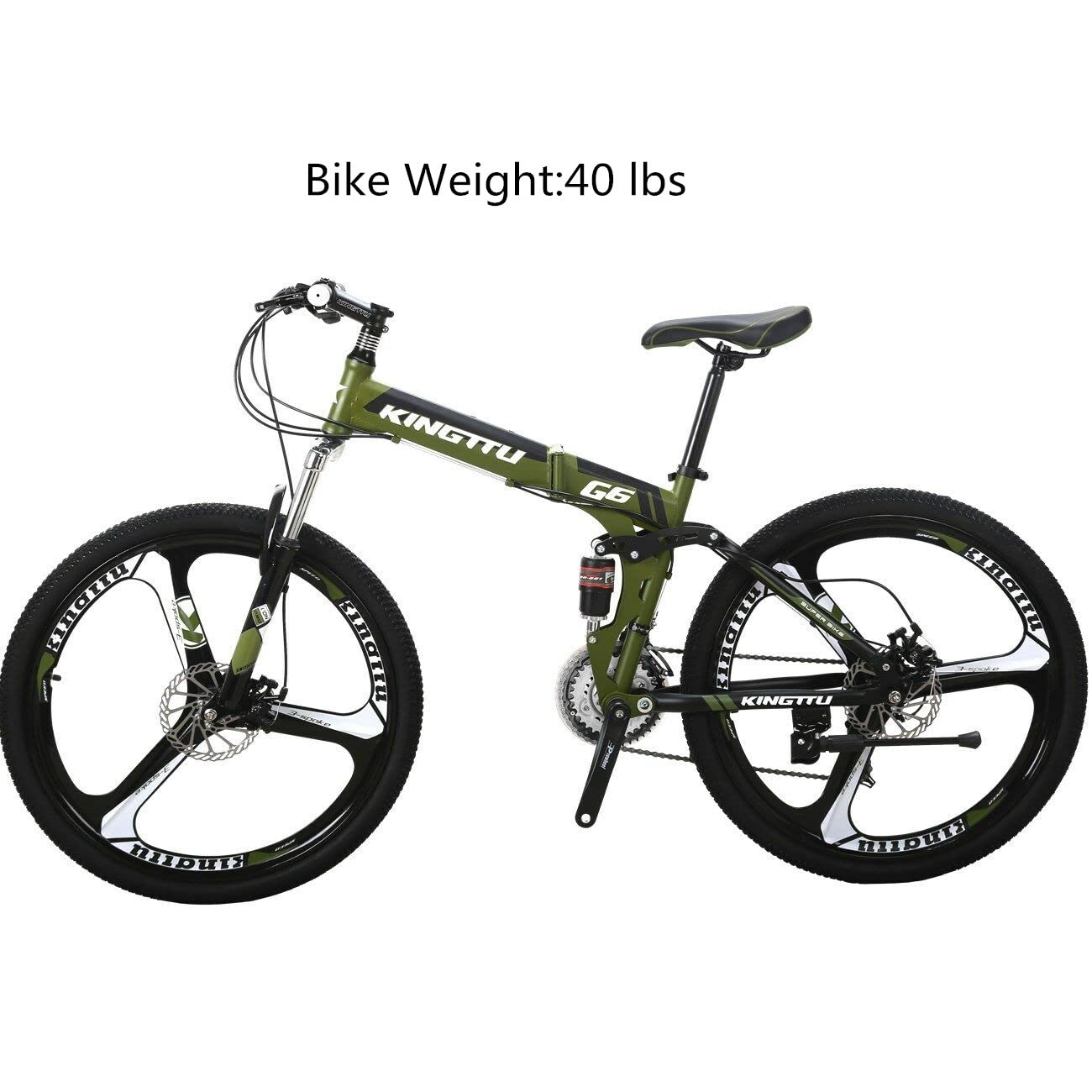 Mountain Bike 26 inch for Adults Men and Women Foldable Off Road Bicycle G6(Green)