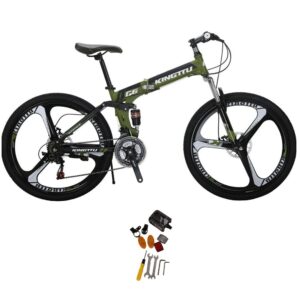 Mountain Bike 26 inch for Adults Men and Women Foldable Off Road Bicycle G6(Green)