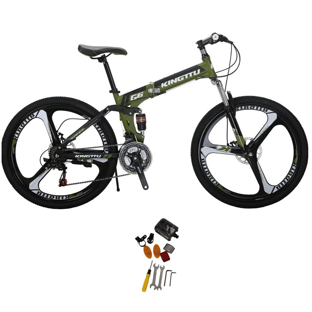 Mountain Bike 26 inch for Adults Men and Women Foldable Off Road Bicycle G6(Green)