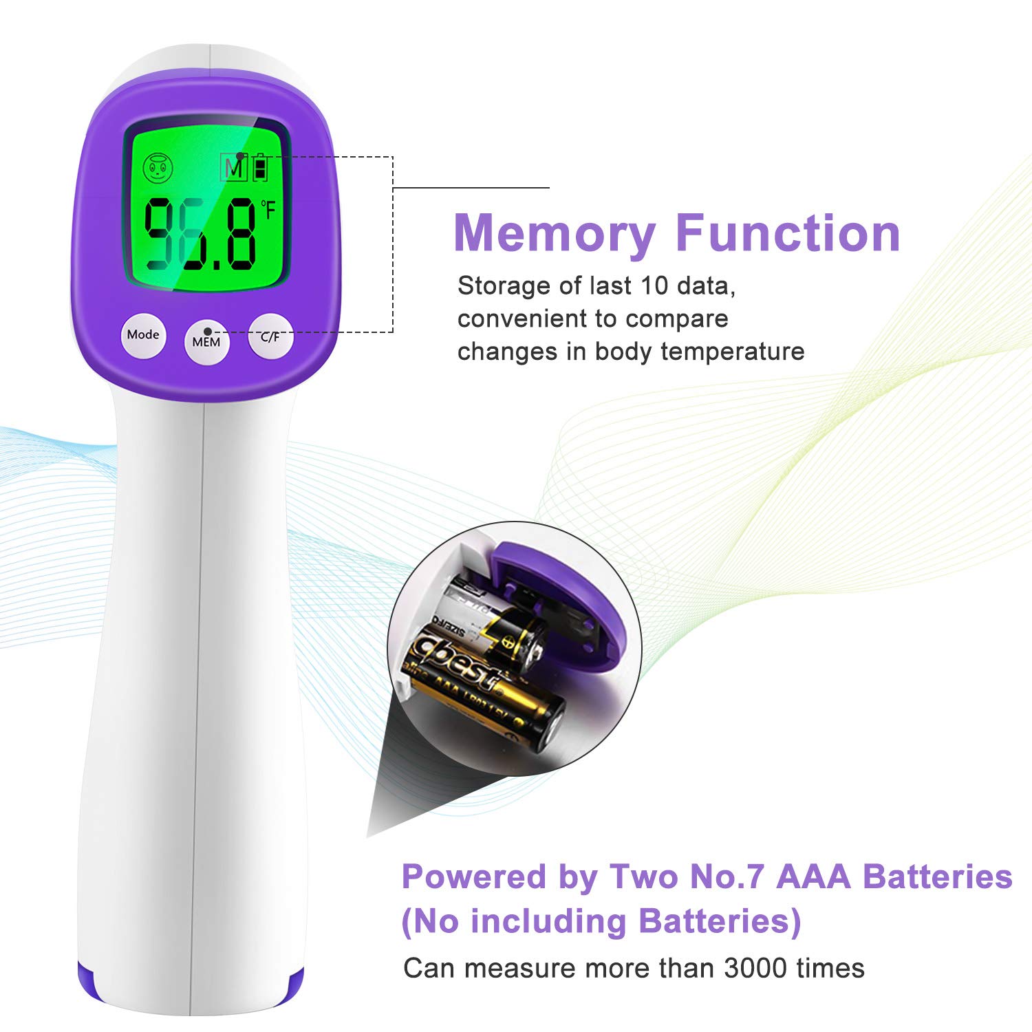 Infrared Forehead Thermometer, Non-Contact Forehead Thermometer for Adults, Kids, Baby, Accurate Instant Readings No Touch Infrared Thermometer with 3 in 1 Digital LCD Display for Face, Ear, Body