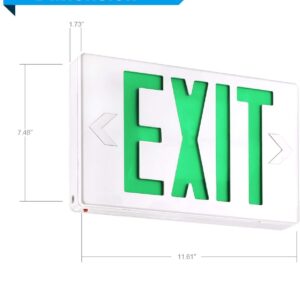 EXITLUX 2 Pack Green Led Emergency Exit Lights with Battery Backup-UL Listed 120/227VAC Double Face- Exit Sign with Emergency Lights-Plug in Emergency Battery Exit Lights.