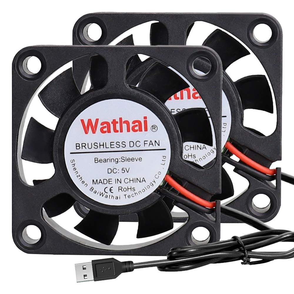 2Pack Wathai 40mm x 40 x 10mm USB Fan 5V for Receiver DVR Playstation Xbox Computer Cabinet Cooling