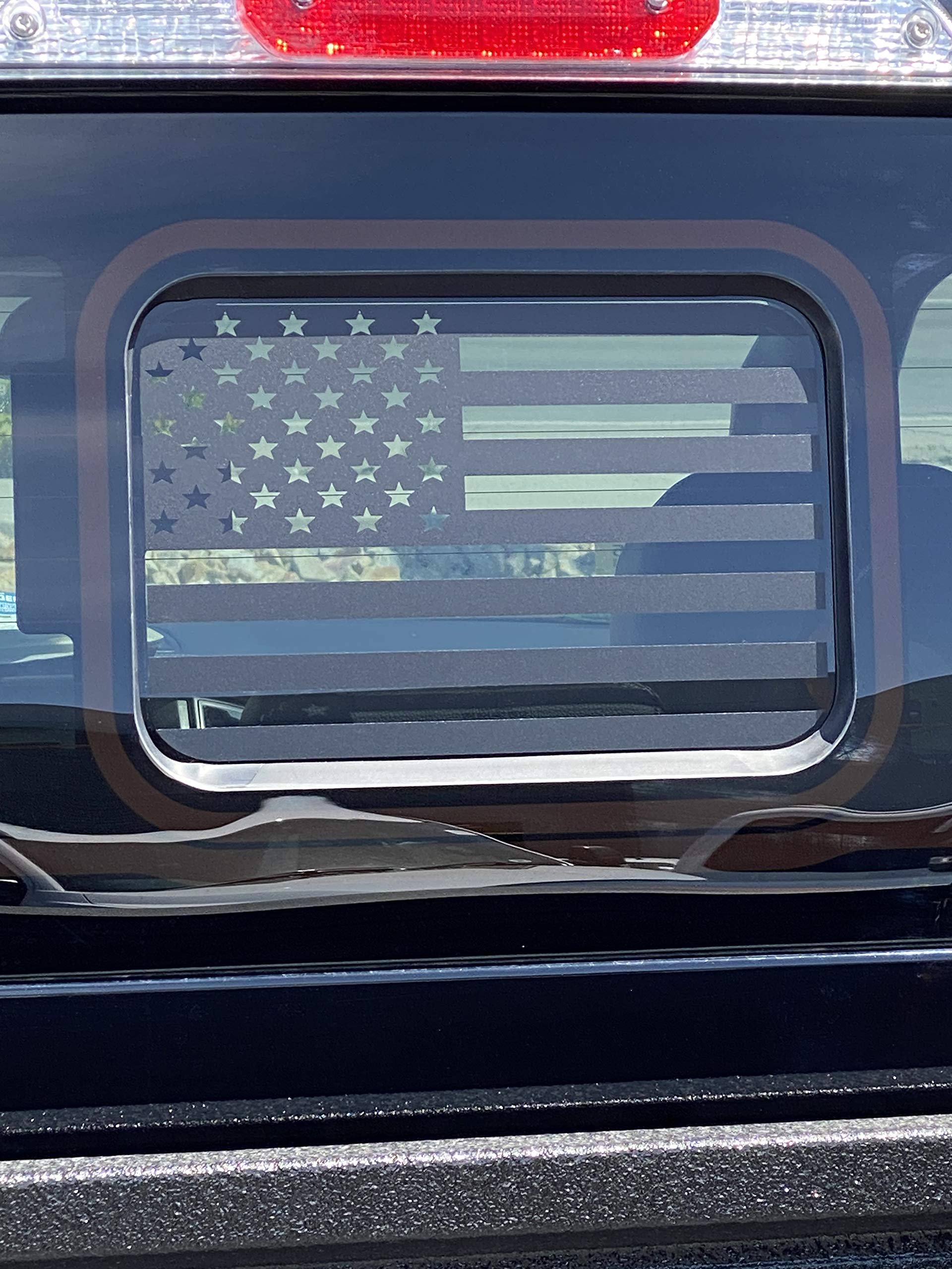 ELEVATED AUTO STYLING - Rear Middle Window American Flag Decal Fits Ford Ranger 2019-2023 (Matte Black)