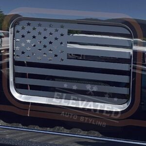 ELEVATED AUTO STYLING - Rear Middle Window American Flag Decal Fits Ford Ranger 2019-2023 (Matte Black)