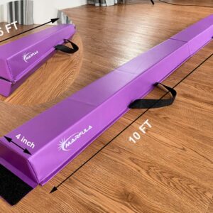 MARFULA 6 FT / 8 FT / 9 FT / 10 FT Balance Beam Folding Floor Gymnastics Equipment for Kids, Non Slip Base, Gymnastics Beam for Training Home Gym Use