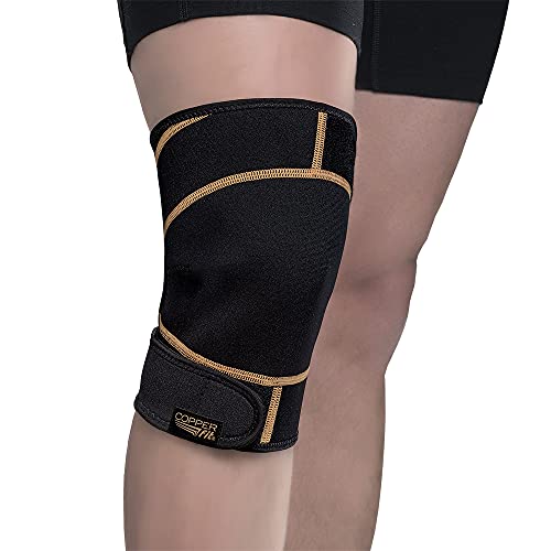 Copper Fit unisex adult Rapid Relief Knee Wrap with Hold/Cold Therapy Abdominal Support, Black, Adjustable