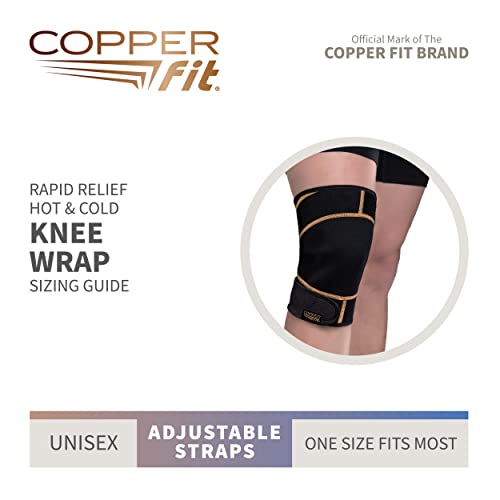 Copper Fit unisex adult Rapid Relief Knee Wrap with Hold/Cold Therapy Abdominal Support, Black, Adjustable