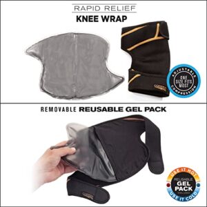 Copper Fit unisex adult Rapid Relief Knee Wrap with Hold/Cold Therapy Abdominal Support, Black, Adjustable