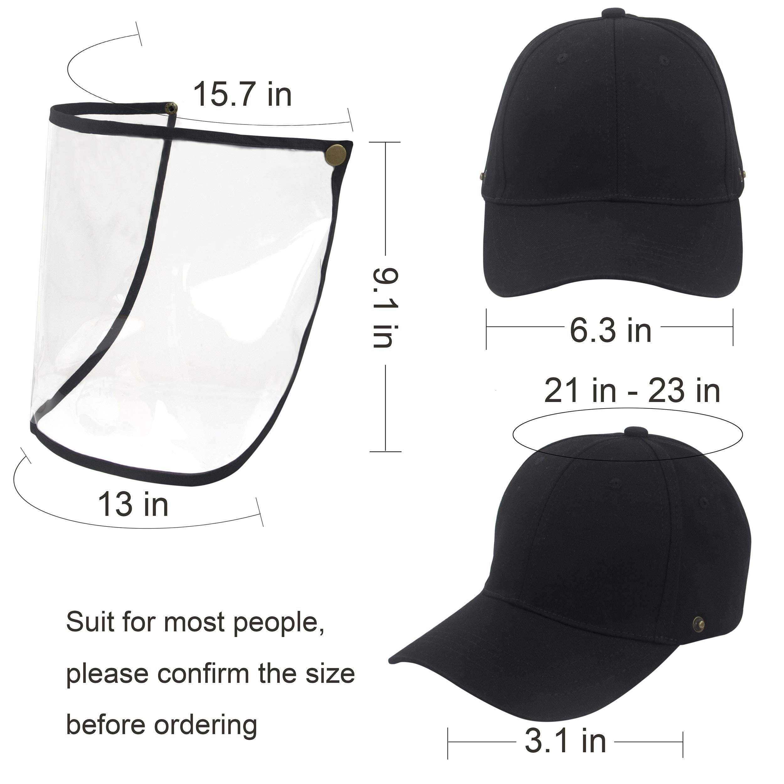 Muryobao Men Women Summer Face Shield Baseball Hat UV Protection Outdoor Fishing Detachable Sun Visor Cap Black